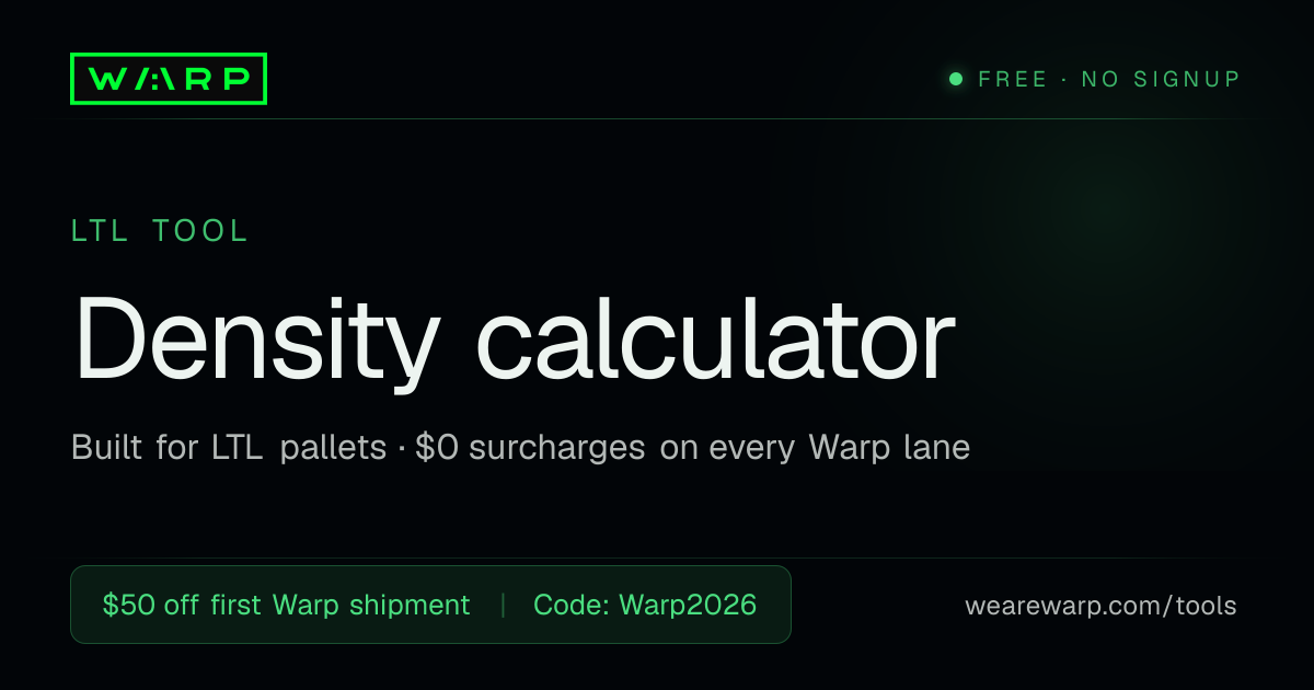 Freight Density Calculator | PCF Calculator | Warp