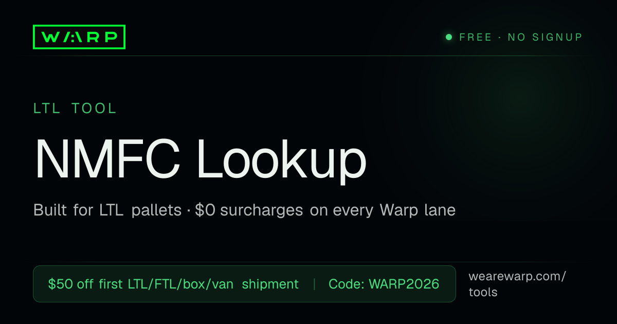 NMFC Code Lookup | Free NMFC Freight Classification Tool | Warp